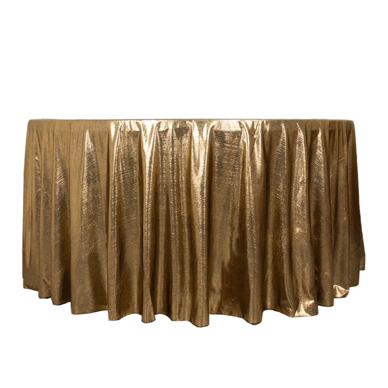 Sequin Dots Round Tablecloth 120" Gold | TableclothsFactory