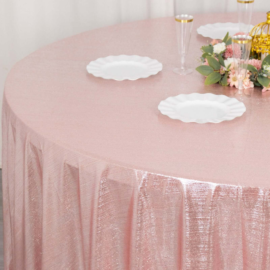 Sequin Dots Round Tablecloth 120" Rose Gold | TableclothsFactory