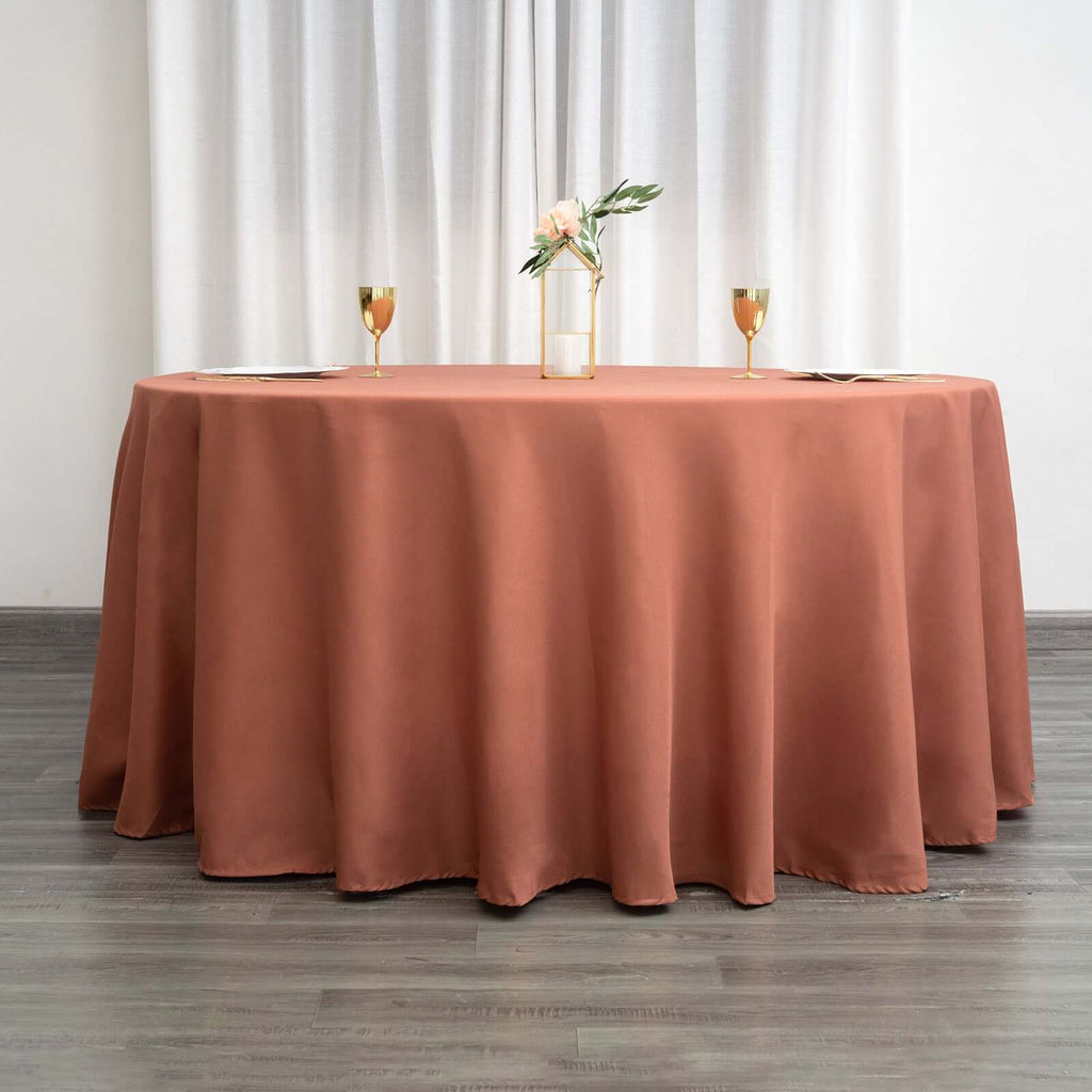 Polyester Round Tablecloth 120" Terracotta | TableclothsFactory