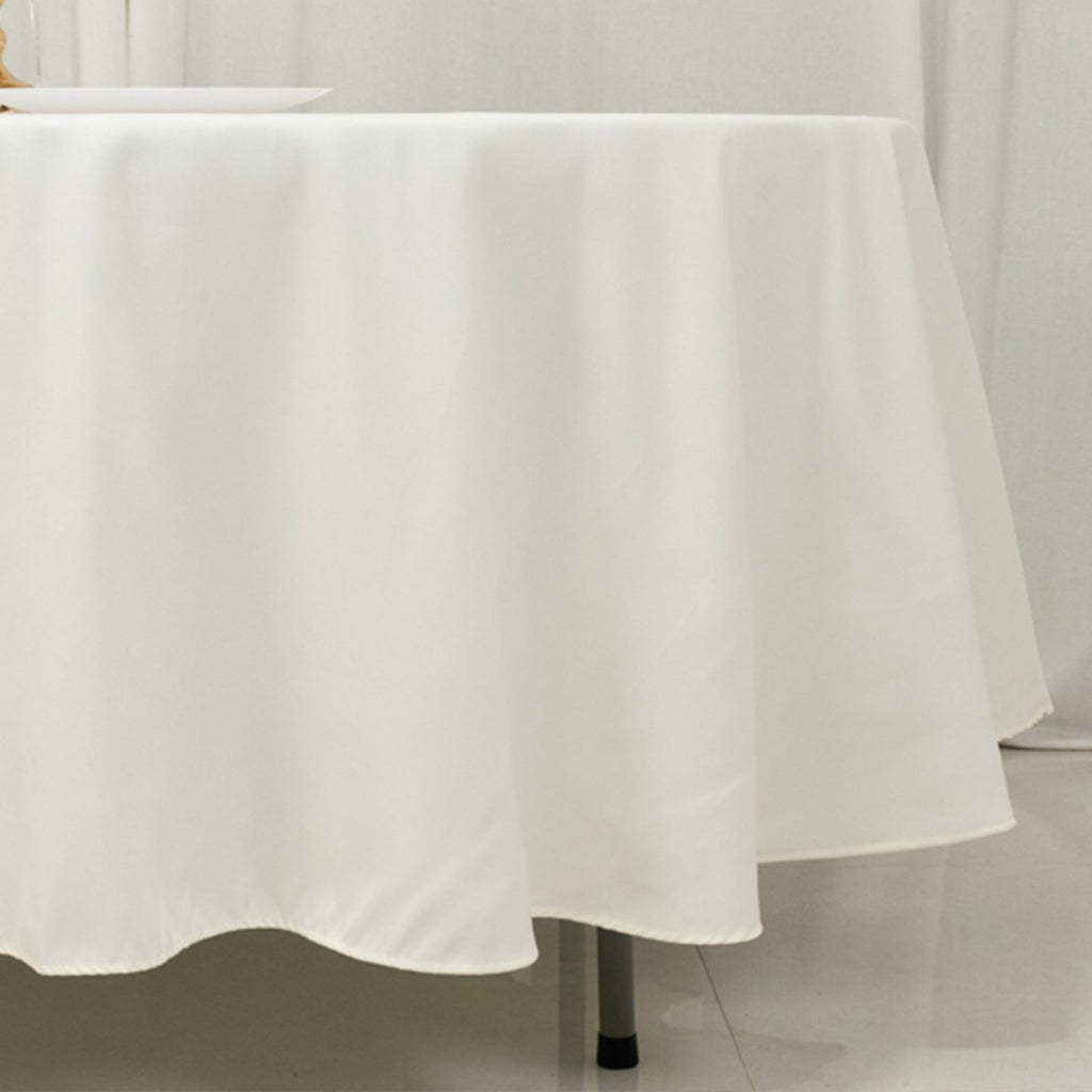 Cotton Blend Round Tablecloth 108" Ivory | TableclothsFactory