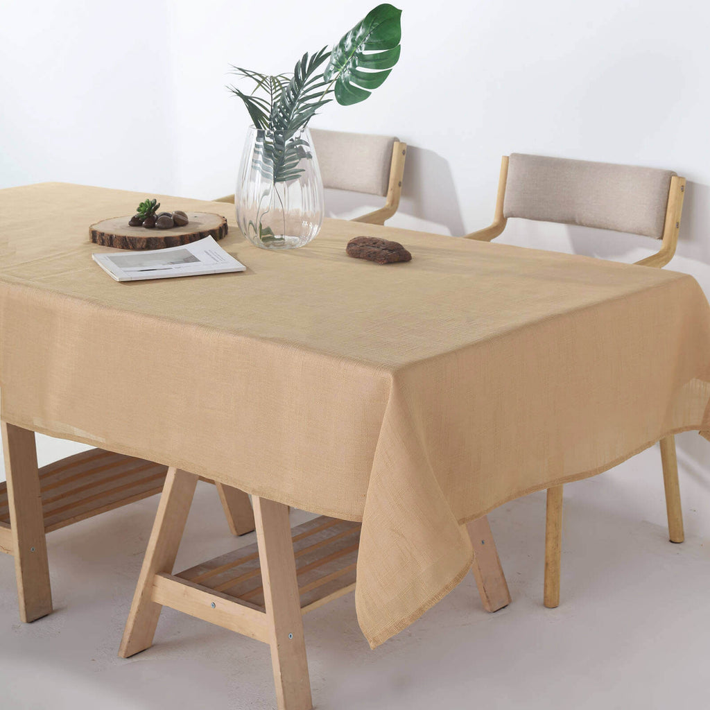 Faux Linen Tablecloth 60"x102" Natural | TableclothsFactory