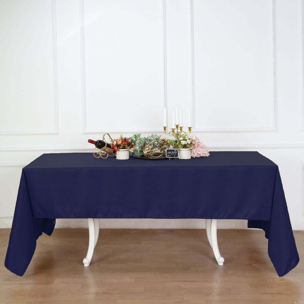 Polyester Tablecloth 60"x126" Navy Blue | TableclothsFactory