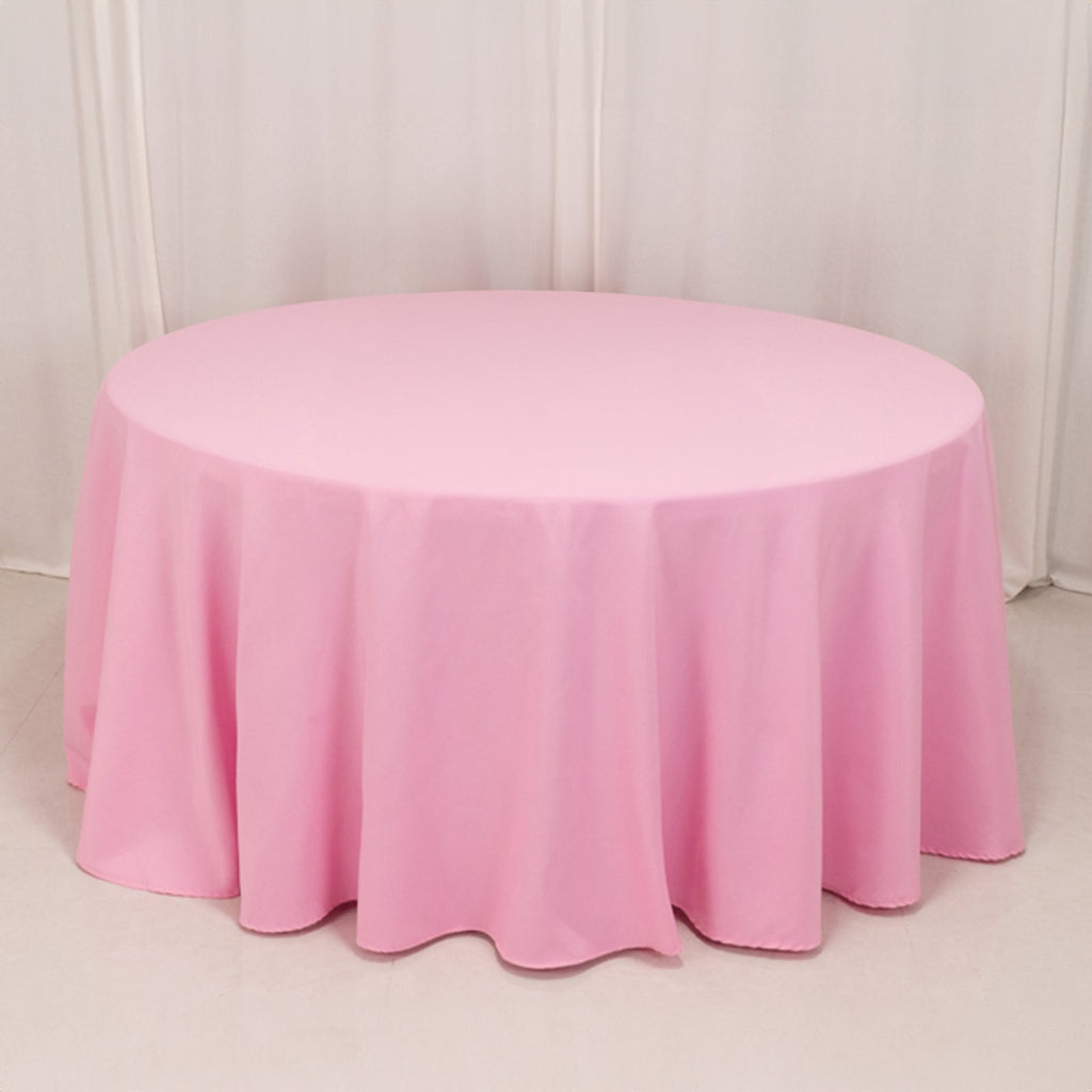 Premium Polyester Tablecloth 120" Pink | TableclothsFactory