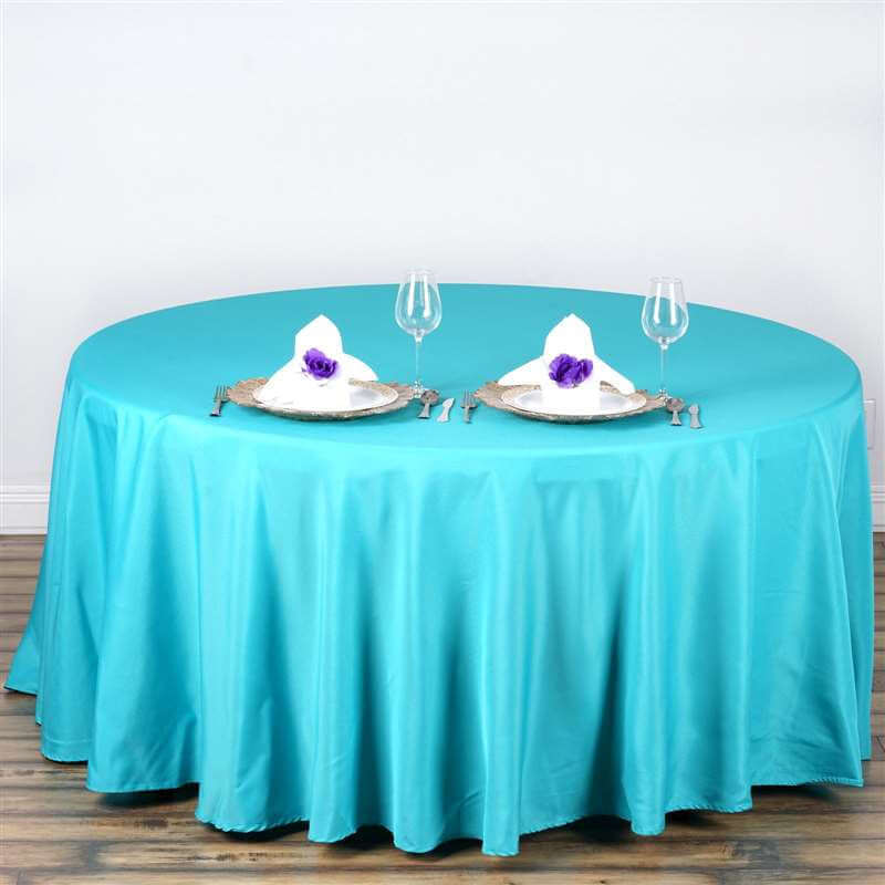 Polyester Round Tablecloth 108" Turquoise | TableclothsFactory
