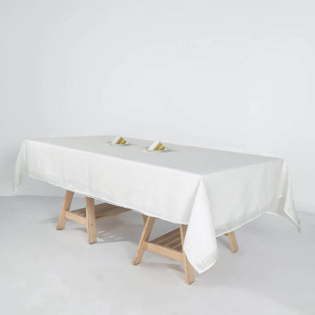 Faux Linen Tablecloth 60"x102" White | TableclothsFactory