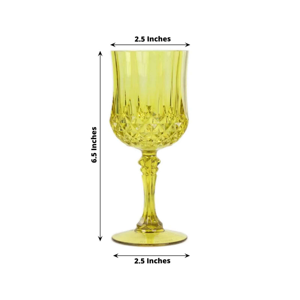 Crystal Cut Wine Goblets Green 8oz | TableclothsFactory