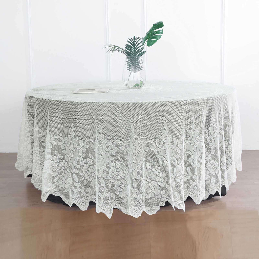 Lace Round Tablecloth 108" Ivory by TableclothsFactory.com
