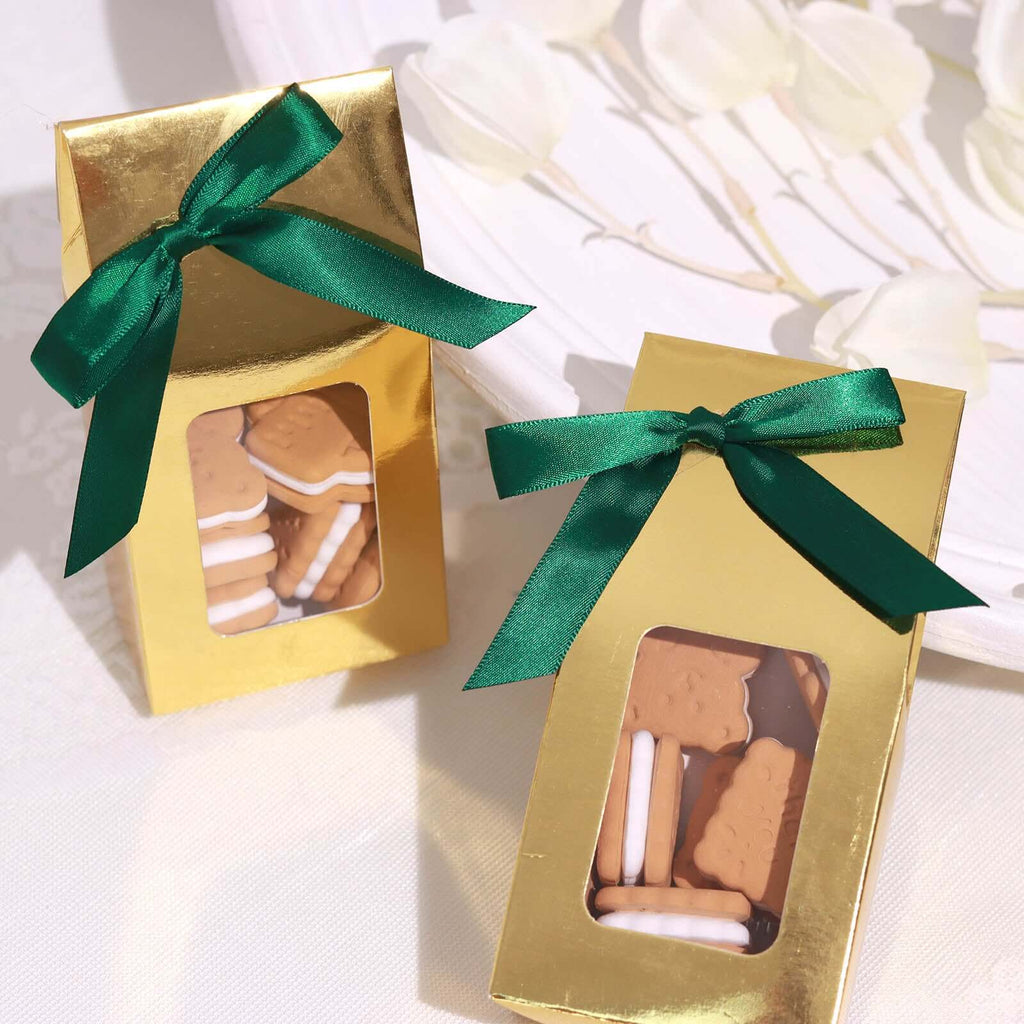 50 Pcs Satin Ribbon Bows - Hunter Emerald Green | tableclothsfactory.com