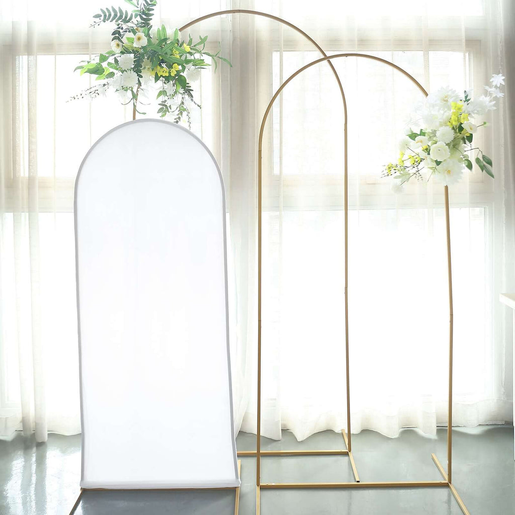 5ft White Spandex Chiara Backdrop Stand Cover | tableclothsfactory.com