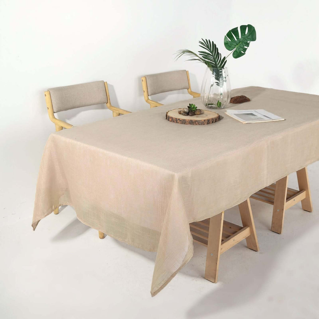 Faux Linen Tablecloth 60"x102" Beige by TableclothsFactory.com