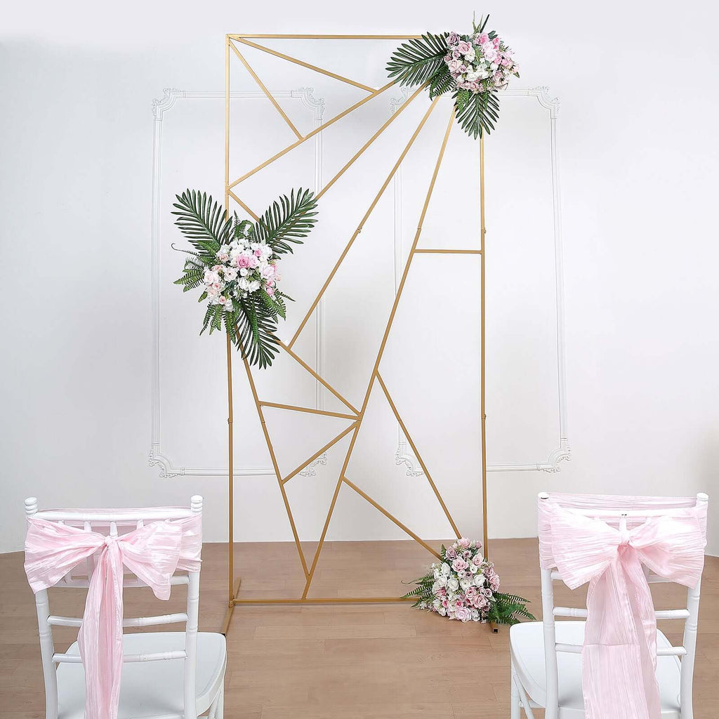 7ft Gold Metal Geometric Flower Frame | tableclothsfactory.com