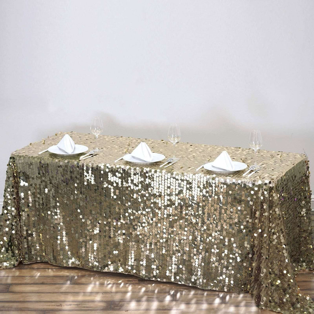 Payette Sequin Tablecloth 90"x156" Champagne by TableclothsFactory.com