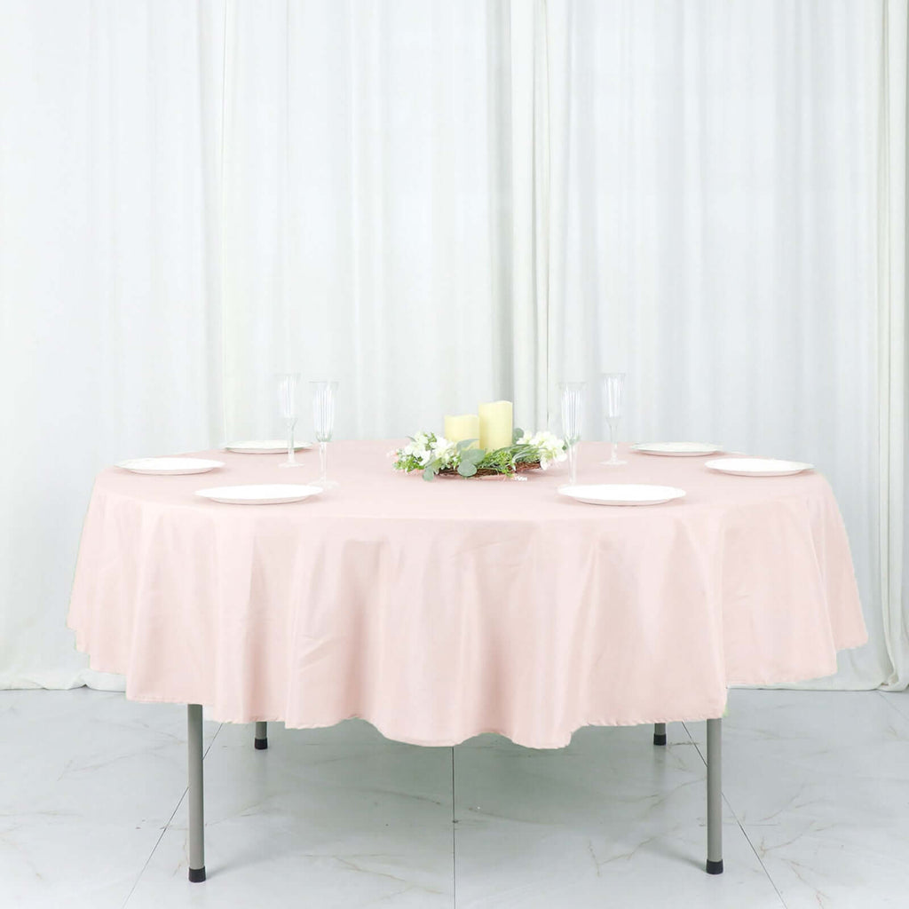 Polyester Round Tablecloth 90" Blush by TableclothsFactory.com