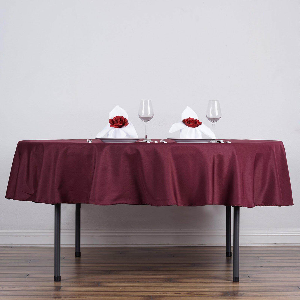 Polyester Round Tablecloth 90" Burgundy by TableclothsFactory.com
