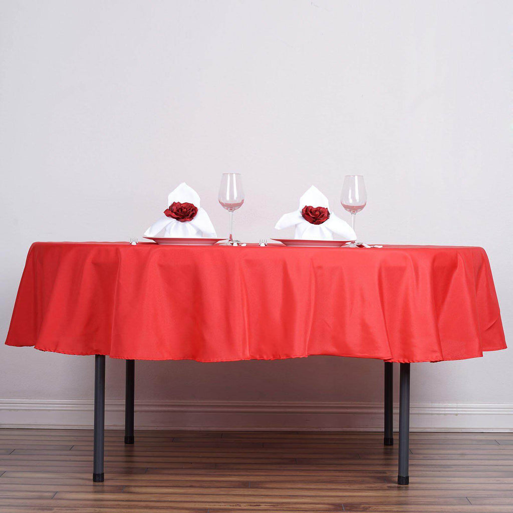 Polyester Round Tablecloth 90" Red by TableclothsFactory.com