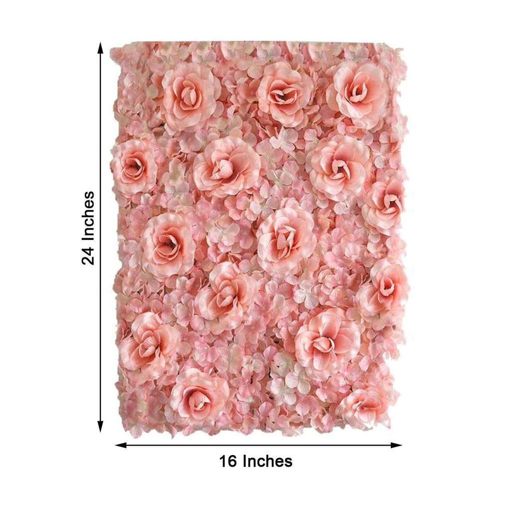 11 Sq ft. Blush and Cream 3D Silk Rose and Hydrangea Flower Wall Mat ...