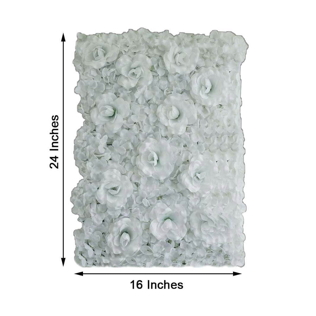 11 Sq Ft. | White 3D Silk Rose Flower Wall Mat