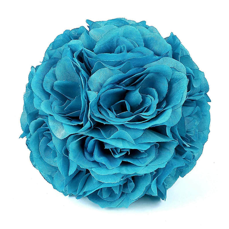 7" Red Artificial Silk Rose Kissing Ball | tableclothsfactory.com