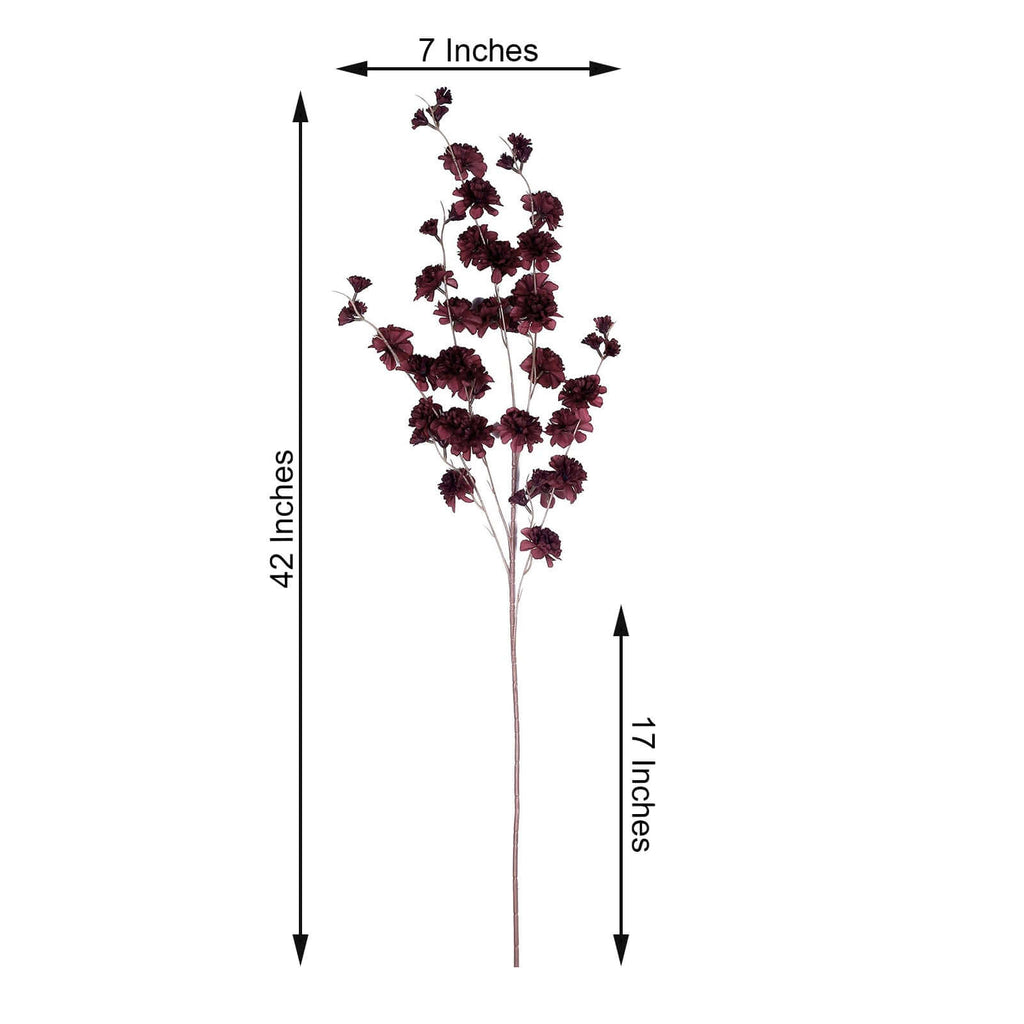 2 Branches | 42" Burgundy Silk Carnation Flower