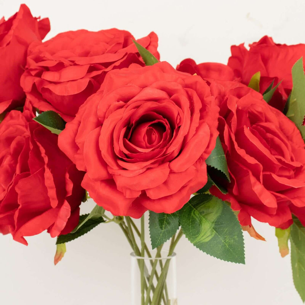 17" Red Silk Jumbo Rose Bouquet | tableclothsfactory.com