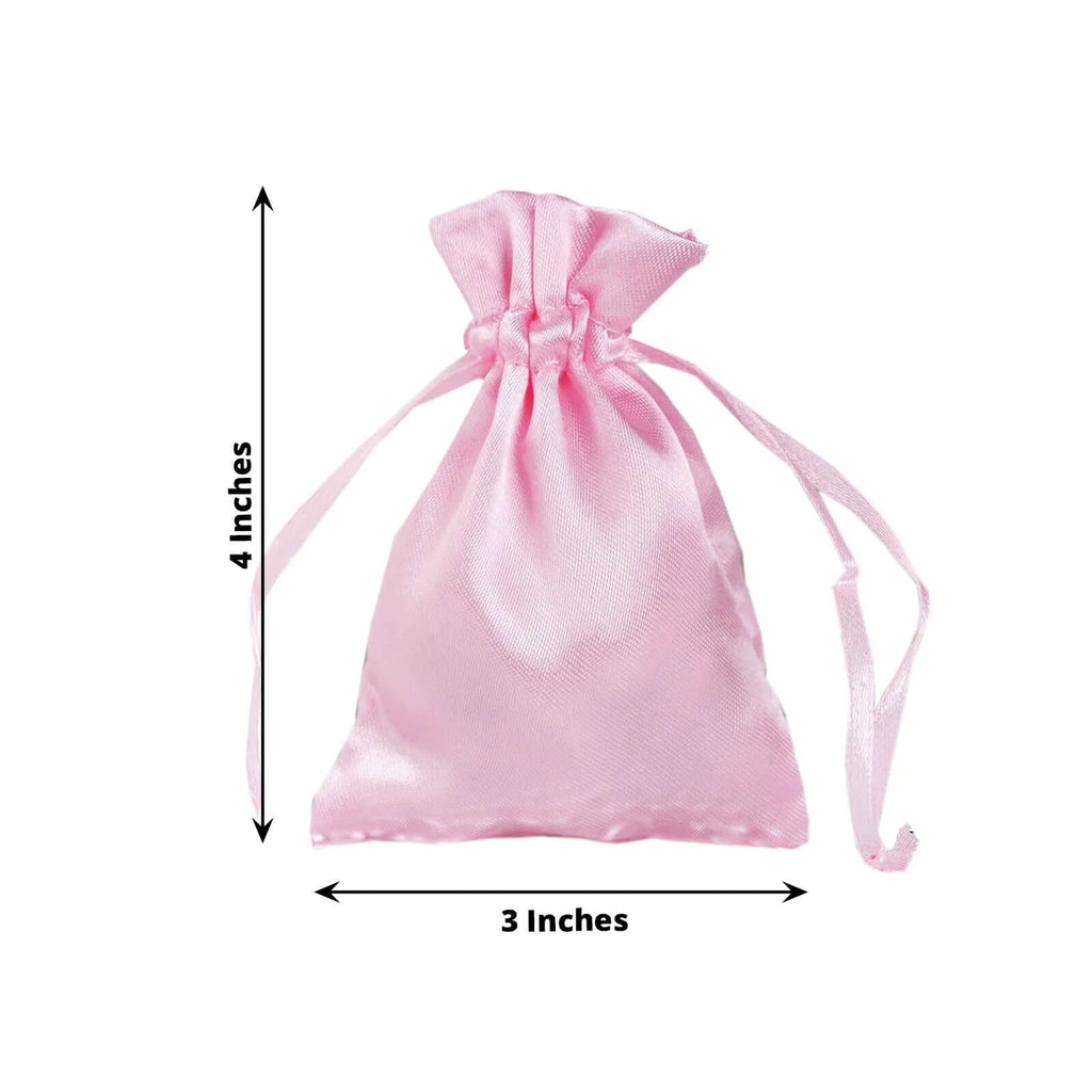 12 Pack | 3" Pink Satin Party Favor Gift Bags