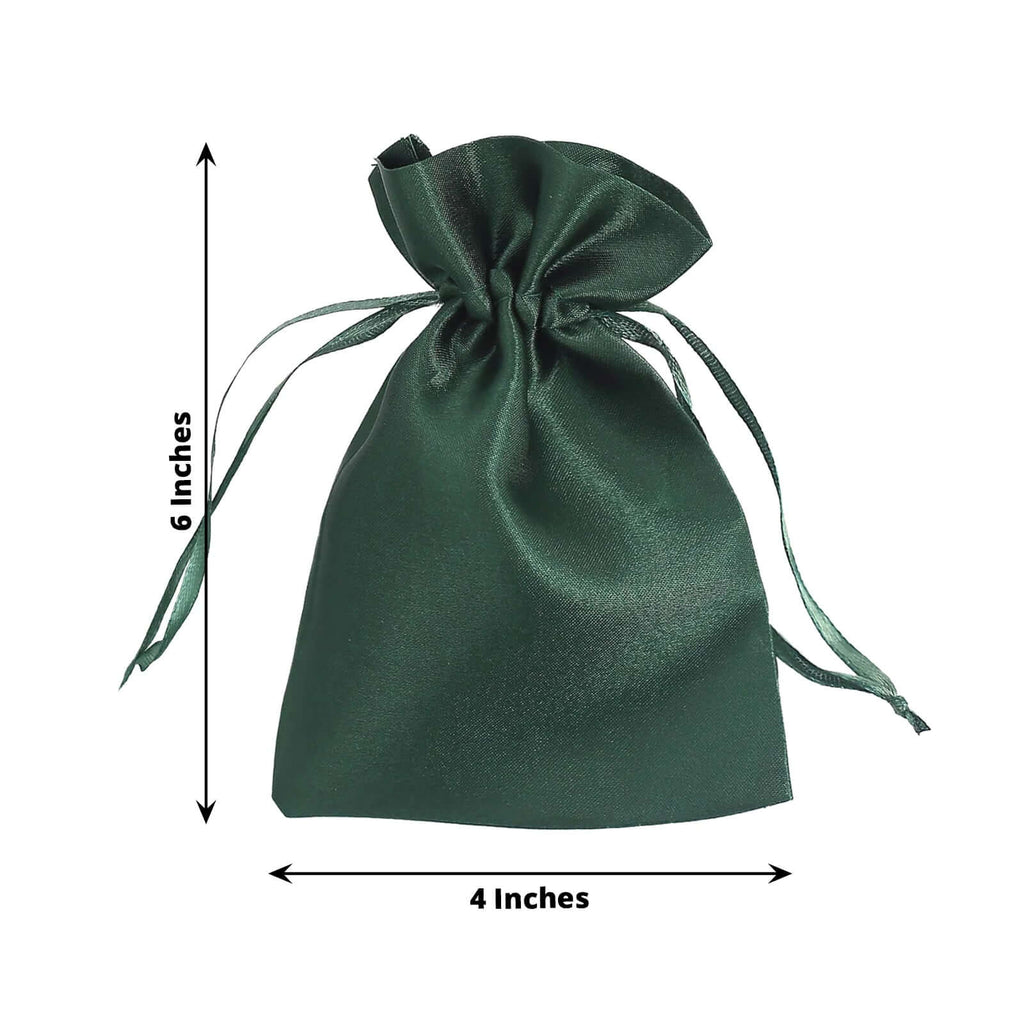 12 Pack | 4" Hunter Green Satin Favor Bags