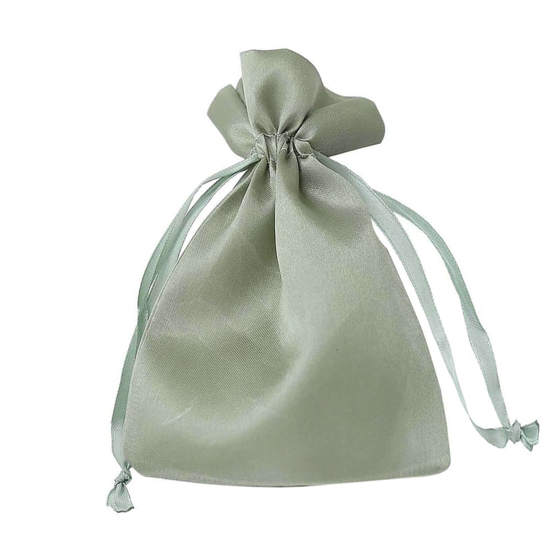 Sage Green Satin Drawstring Gift Bags | tableclothsfactory.com