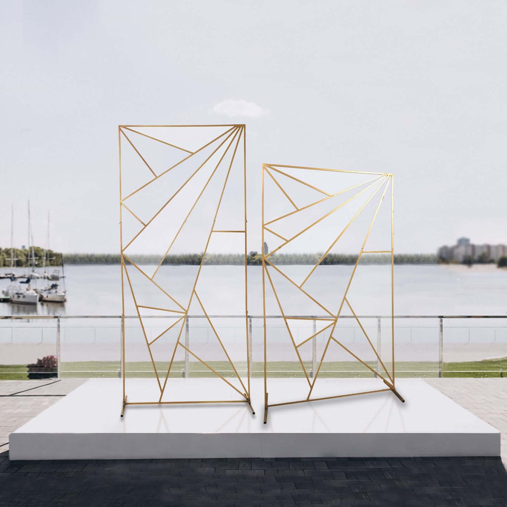 Gold Metal Geometric Flower Frame Stand | tableclothsfactory.com