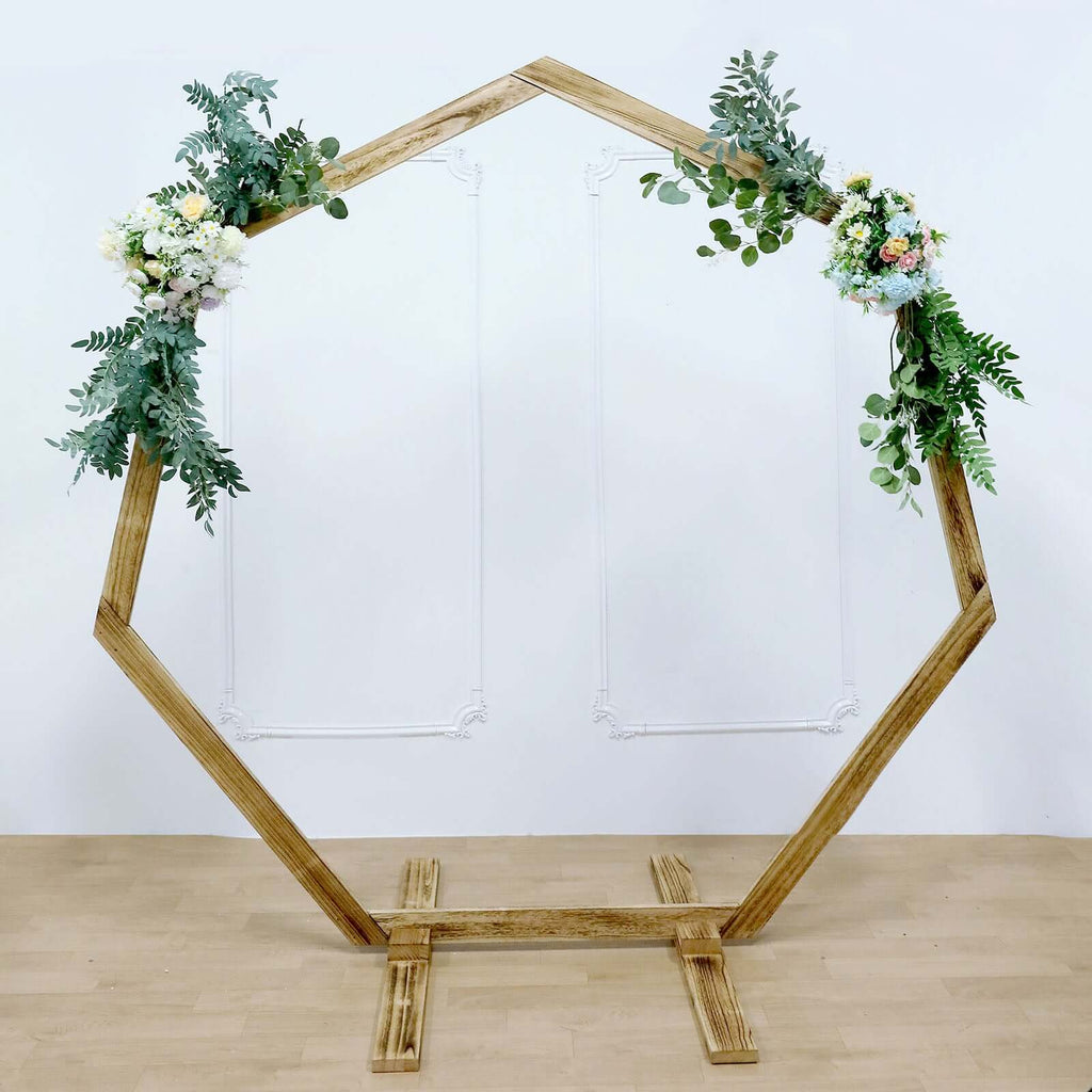 7ft Wooden Wedding Arch Heptagonal Backdrop Stand