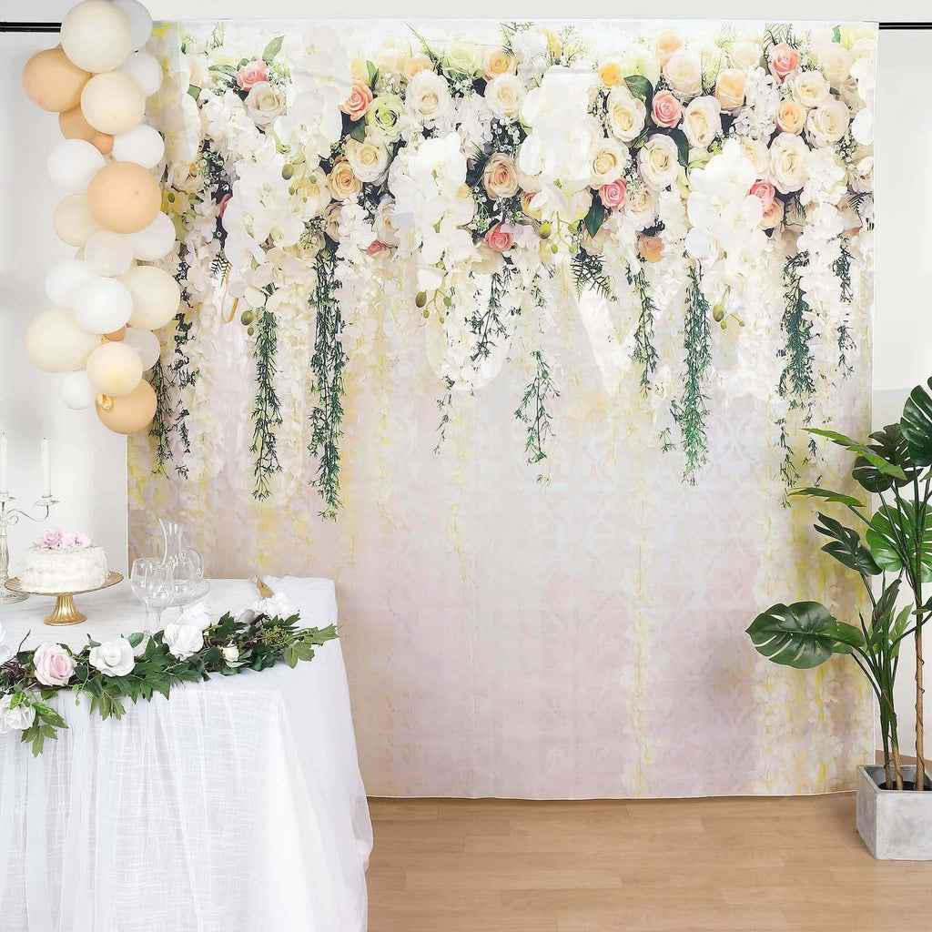 Floral Print Vinyl Photography Backdrop 8ftx8ft | tableclothsfactory.com