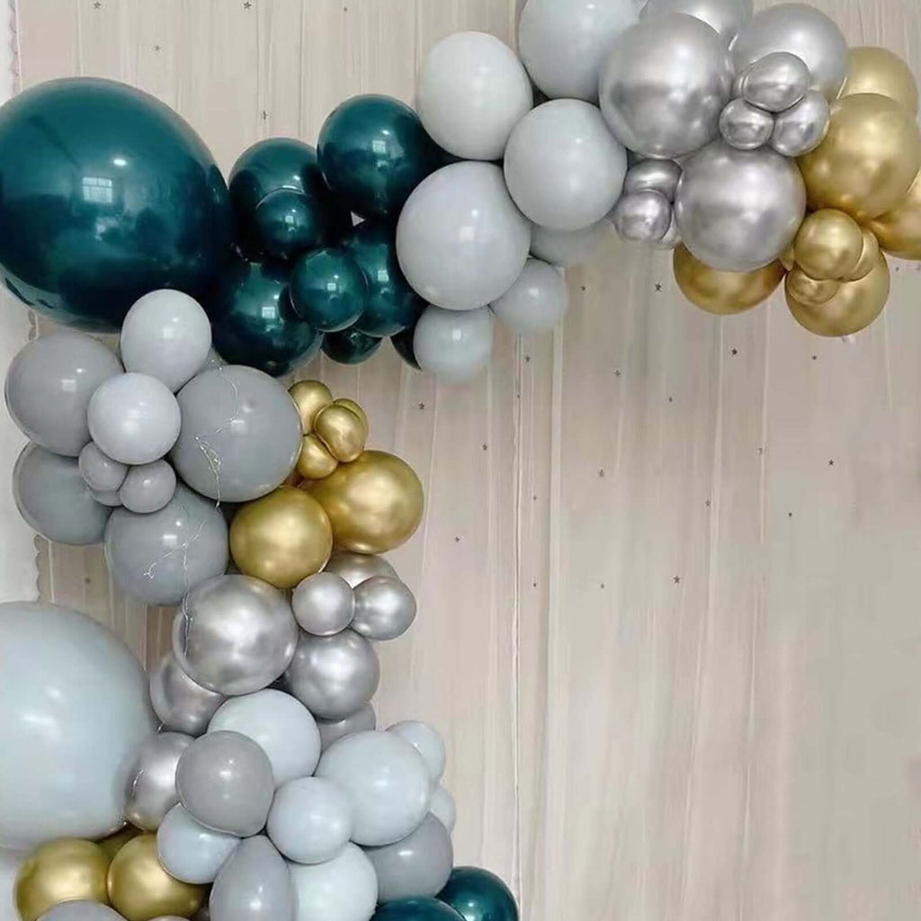 101 Pack Green, Gold & Silver Balloon Garland Kit