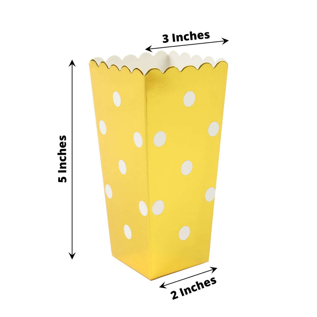 Mini Paper Popcorn Boxes 36 Pack - White Gold | tableclothsfactory.com