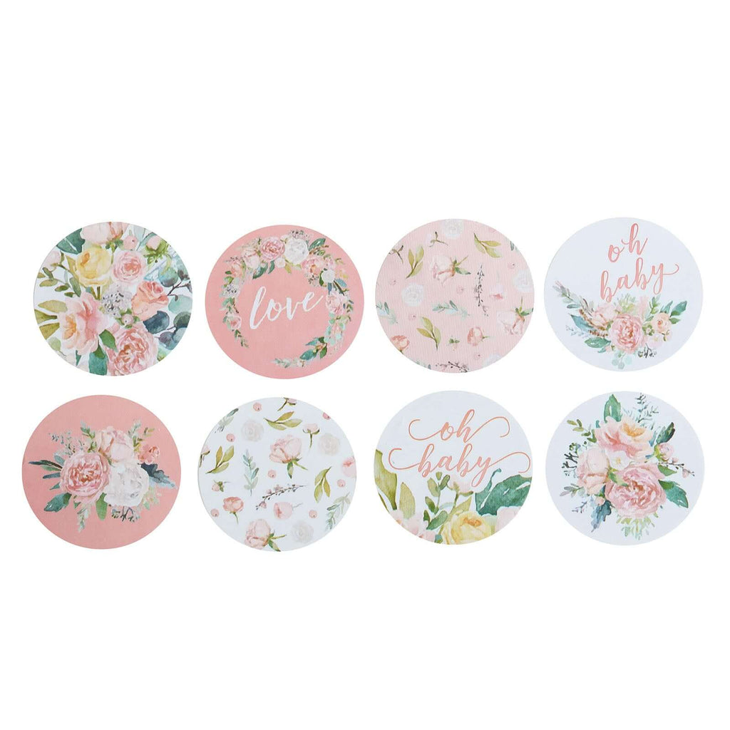 500Pcs Floral Baby Shower Stickers Roll | tableclothsfactory.com