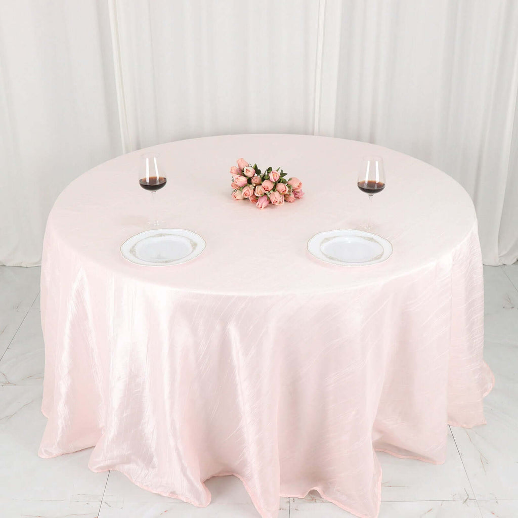 Accordion Crinkle Tablecloth 132" Blush by TableclothsFactory.com