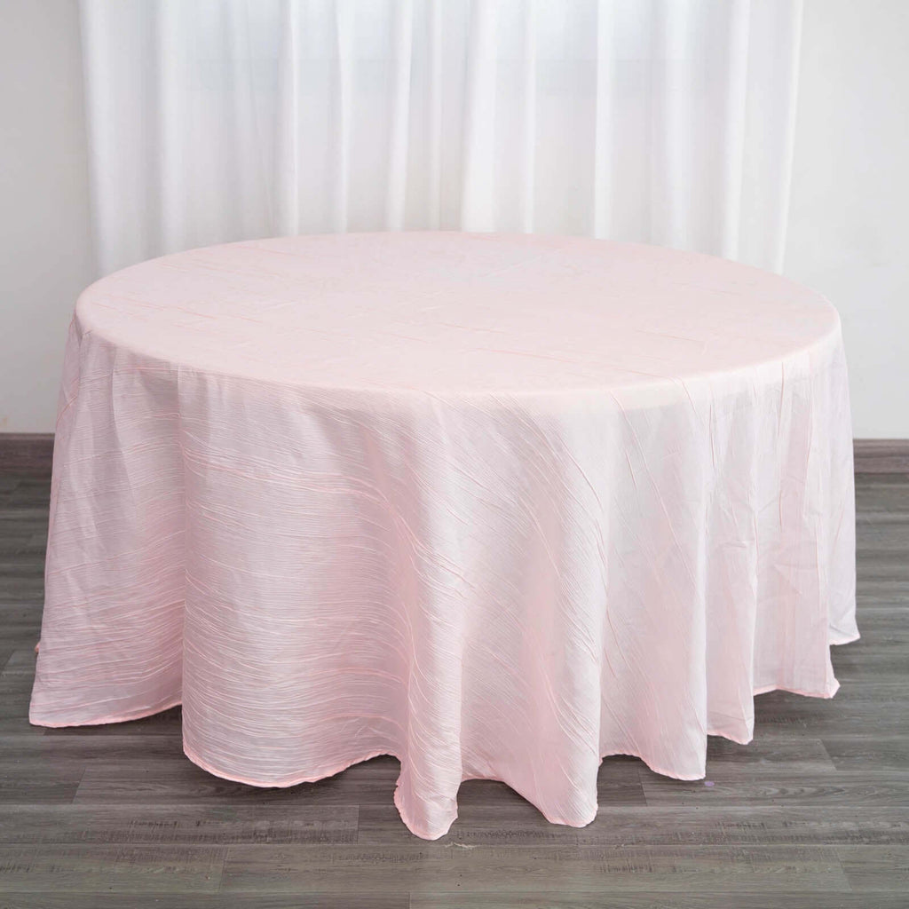 Accordion Crinkle Tablecloth 120" Blush by TableclothsFactory.com