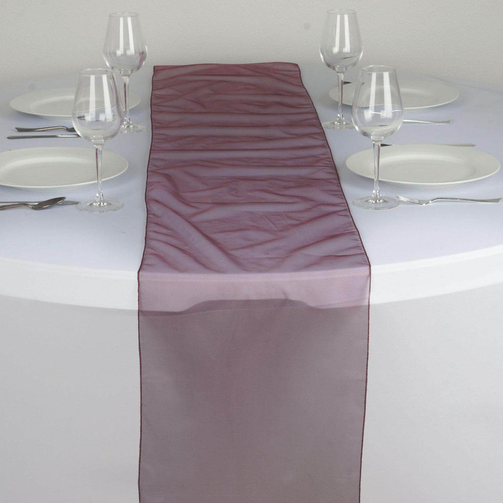 Organza Table Runners 14"x108" Burgundy by TableclothsFactory.com