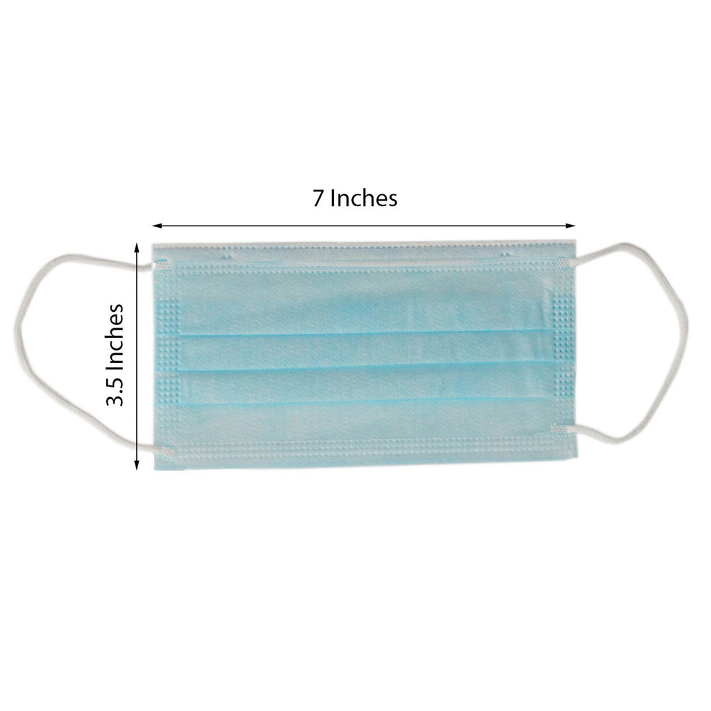 3 Ply Blue Disposable Face Masks - Box of 50 | TableclothsFactory