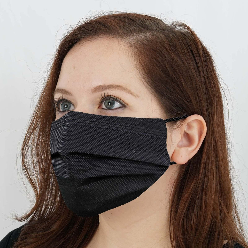 3 Ply Black Disposable Face Masks - 50 Pack | tableclothsfactory.com