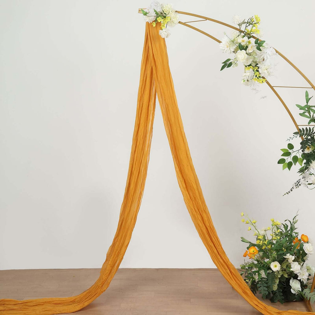 20ft Mustard Yellow Gauze Cheesecloth Fabric | tableclothsfactory.com