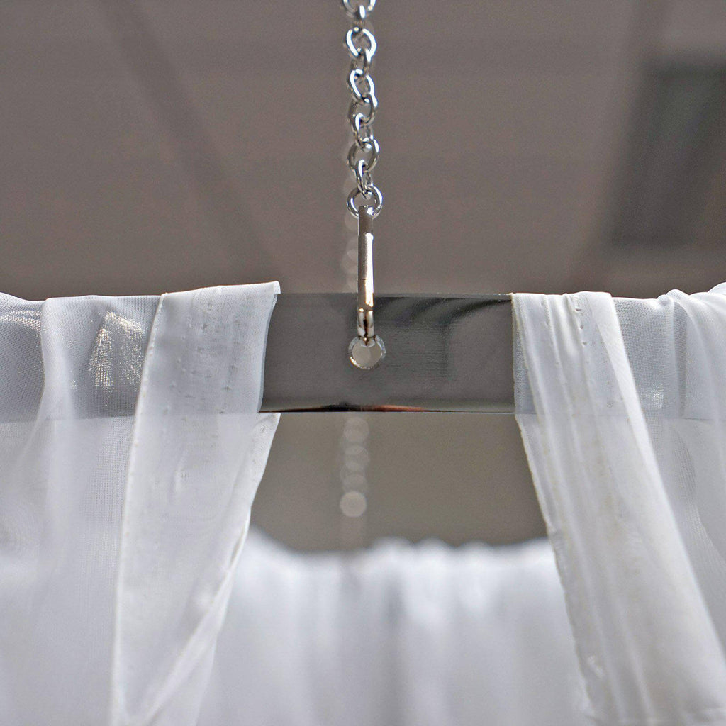 10ftx20ft White Sheer Fire Retardant Curtain | tableclothsfactory.com