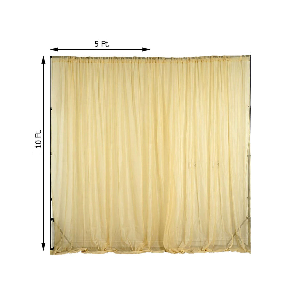 Champagne Sheer Chiffon Event Curtains - 2 Pack | tableclothsfactory.com