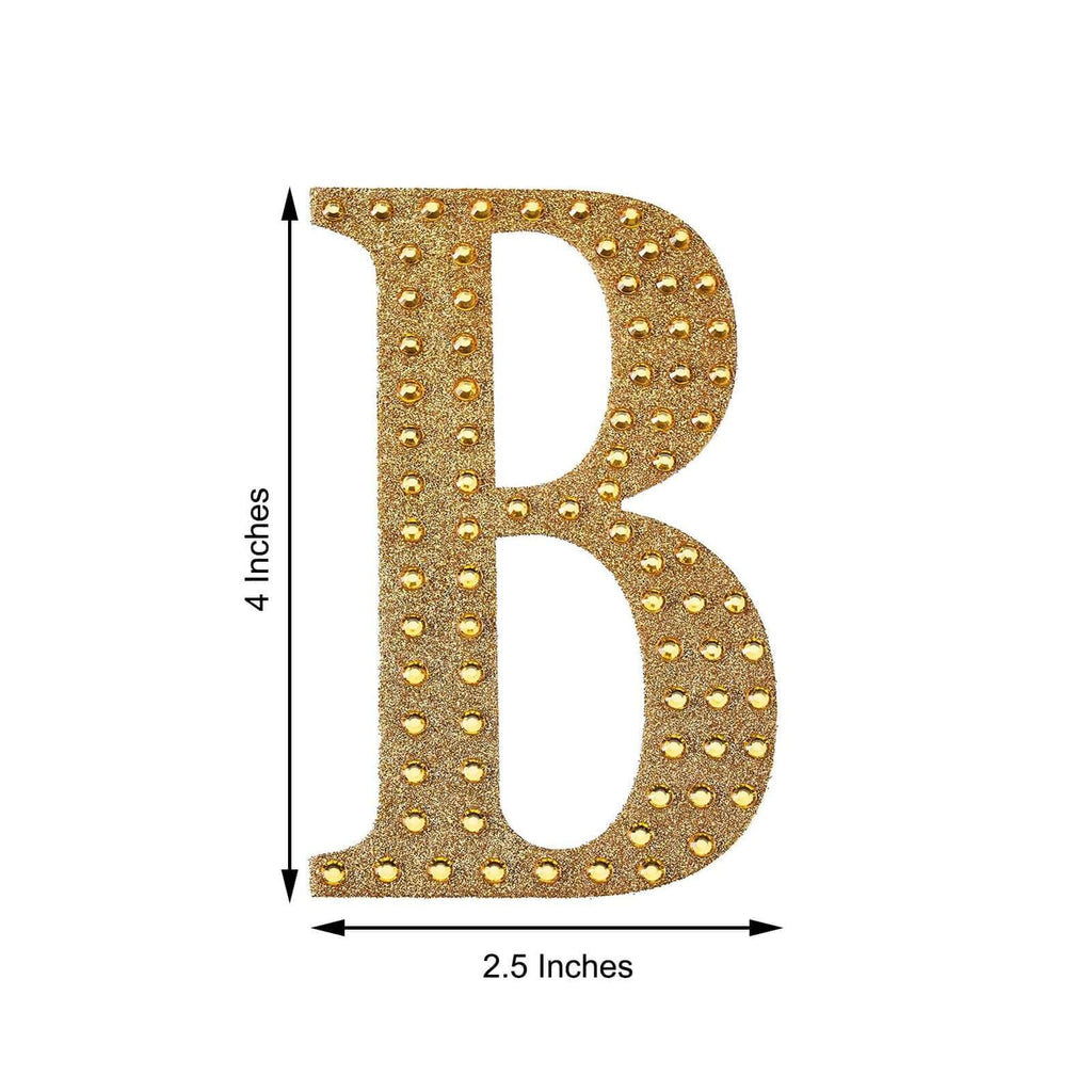 4" Rhinestone Sticker Letters "B" Gold by TableclothsFactory.com