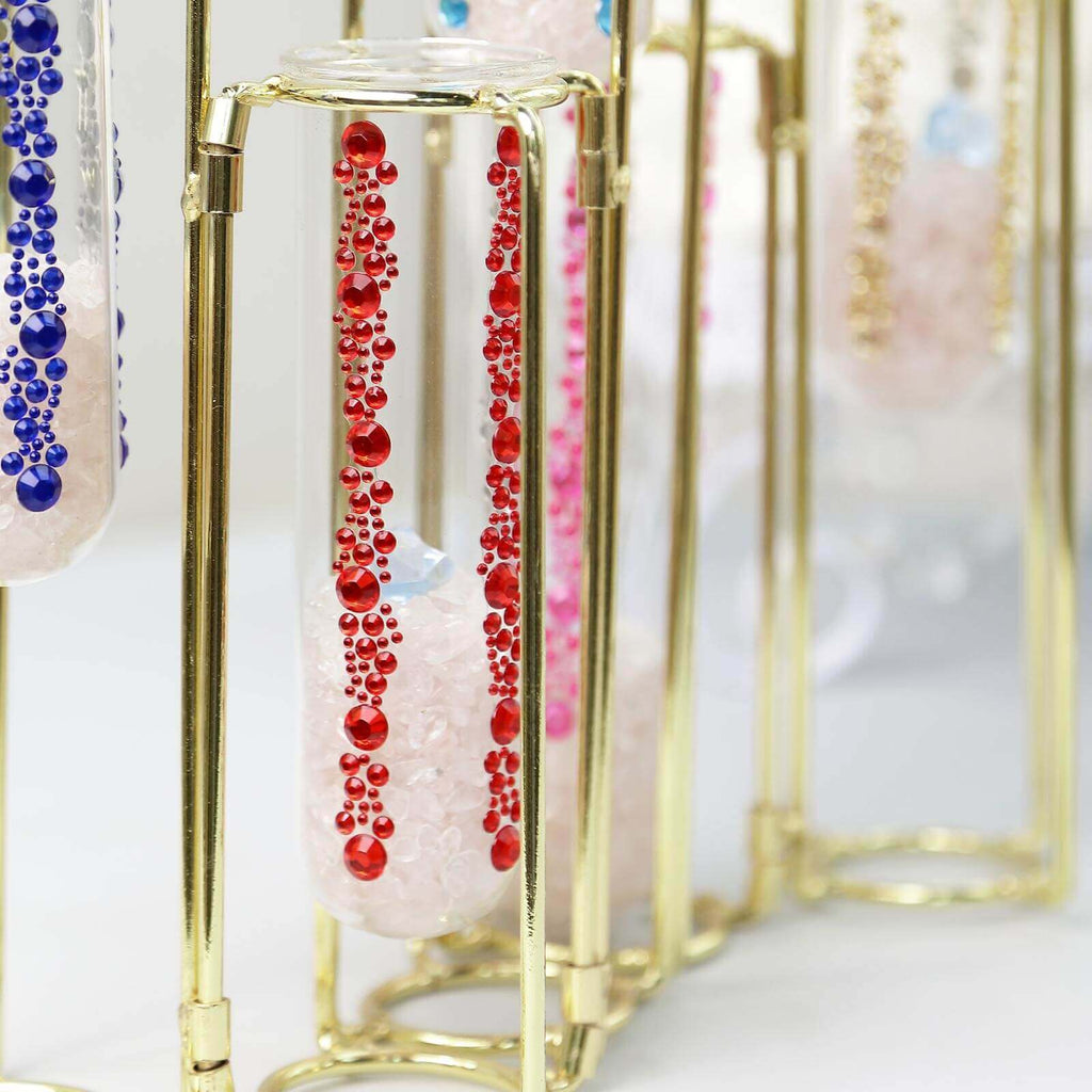 Red Heptagon Rhinestone Gem Stickers - 3 Pack | tableclothsfactory.com