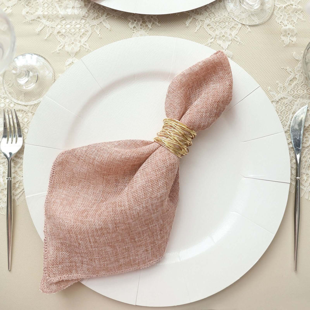 Faux Jute Napkins 19"x19" Dusty Rose by TableclothsFactory.com