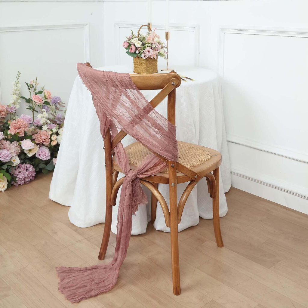Cheesecloth Chair Sashes 16"x88" Dusty Rose by TableclothsFactory.com