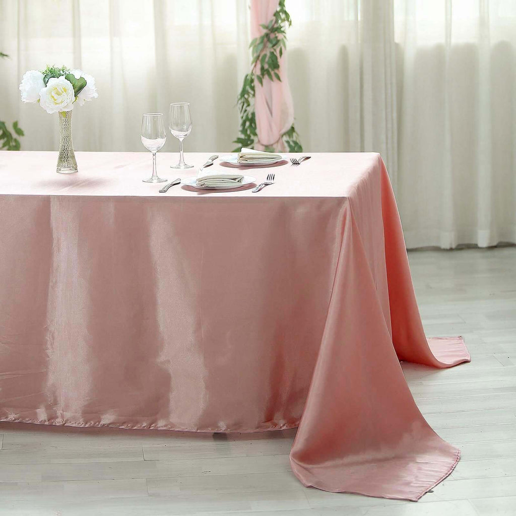 Satin Tablecloth 90"x156" Dusty Rose by TableclothsFactory.com