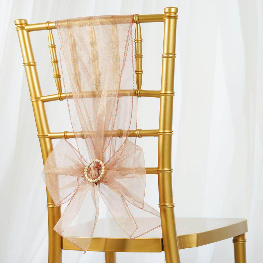 Organza Chair Sashes 6"x108" Dusty Rose by TableclothsFactory.com
