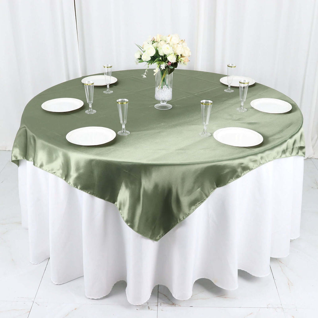 Satin Overlay 60"x60" Dusty Sage by TableclothsFactory.com