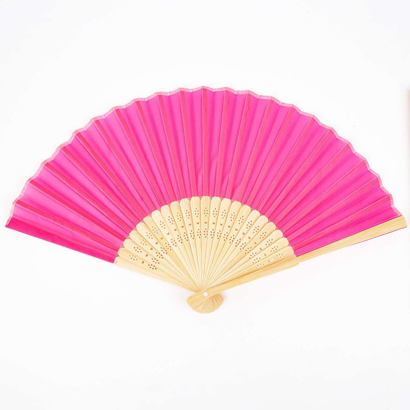 5 Pack Orange Silk Folding Fans | tableclothsfactory.com
