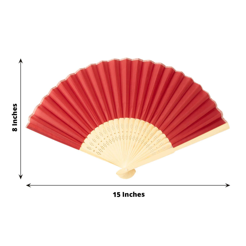 Red Asian Silk Folding Fans 5 Pack | tableclothsfactory.com